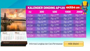 Cetak Kalender Murah Rp 900 / Pcs. Bisa diskon lagi lho!